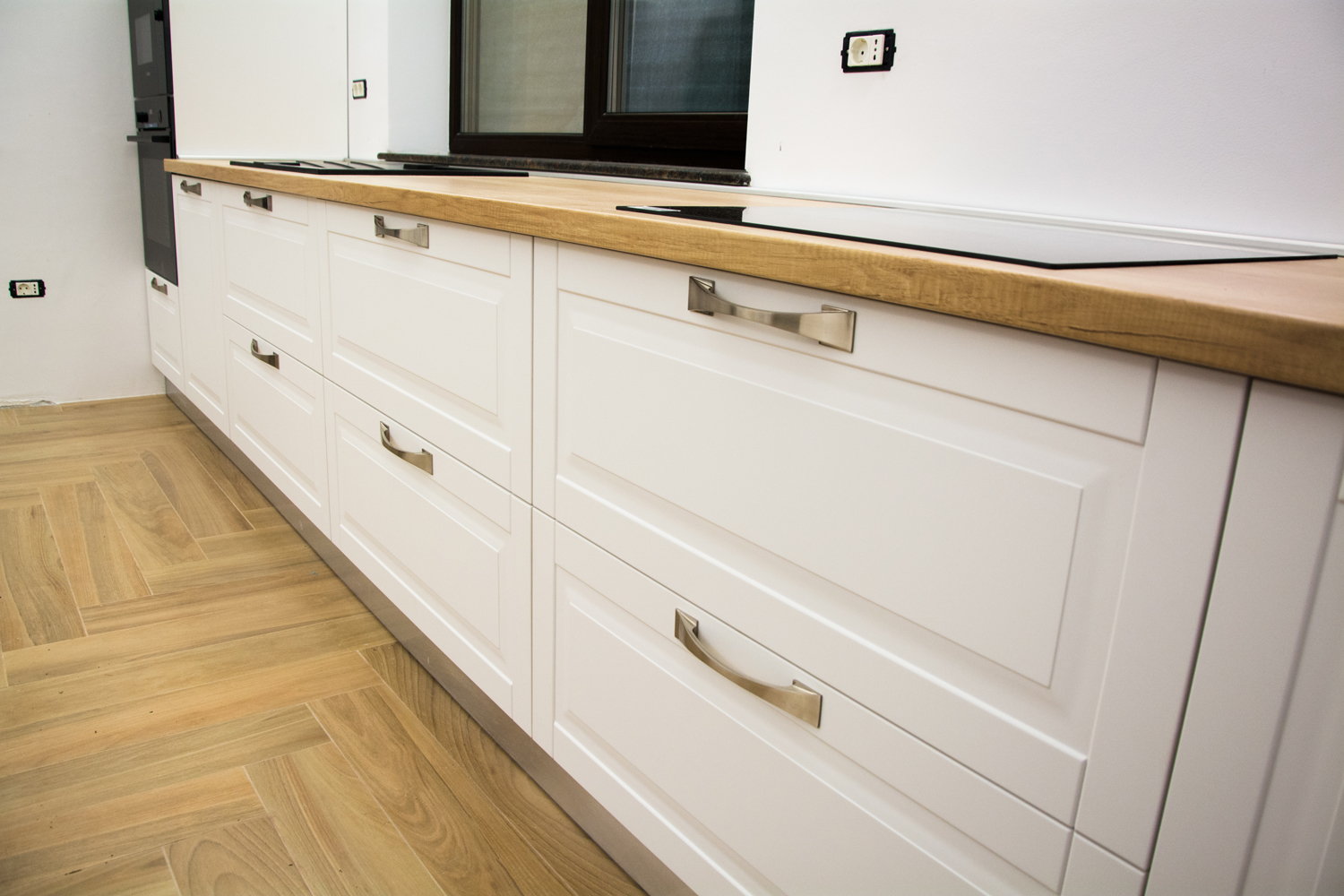 Bucatarie MDF Alb Cu Frezare A6 - Yulmob